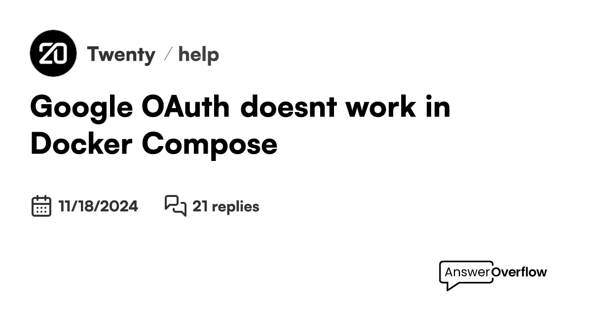 Google OAuth doesn't work in Docker Compose - Twenty