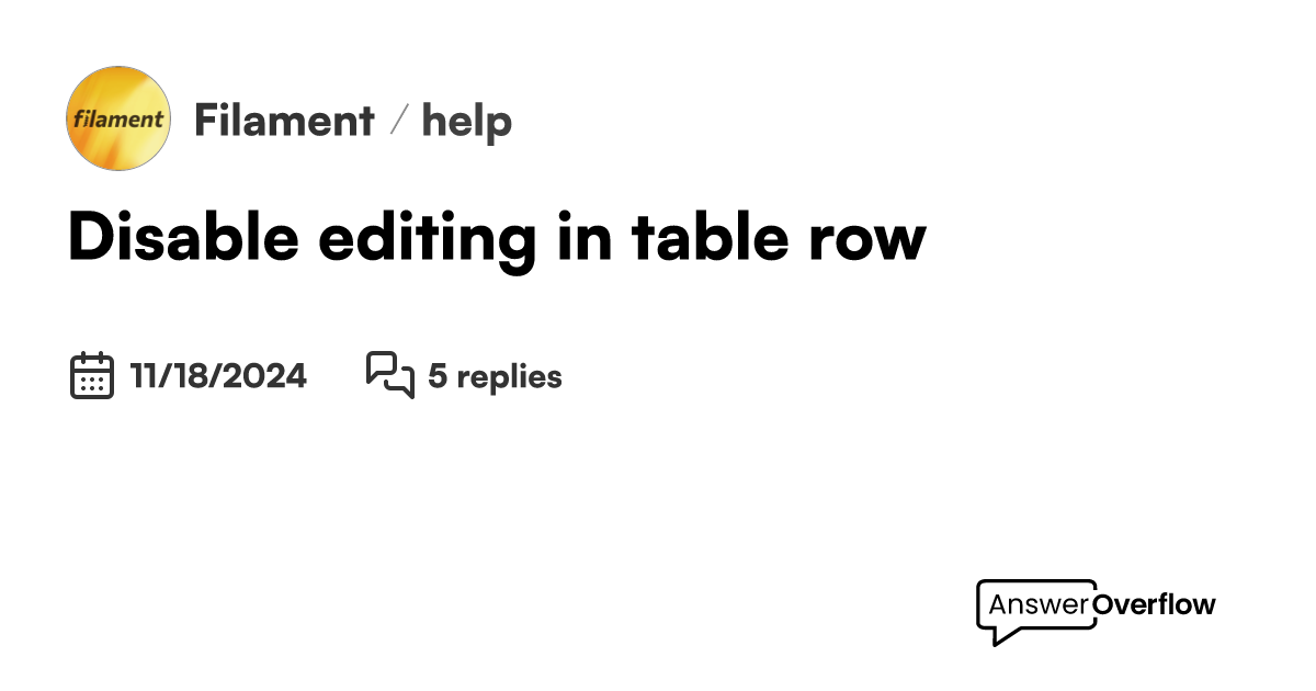 Disable editing in table row - Filament