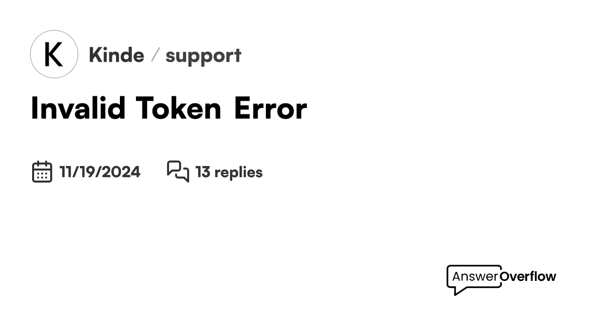 Invalid Token Error - Kinde