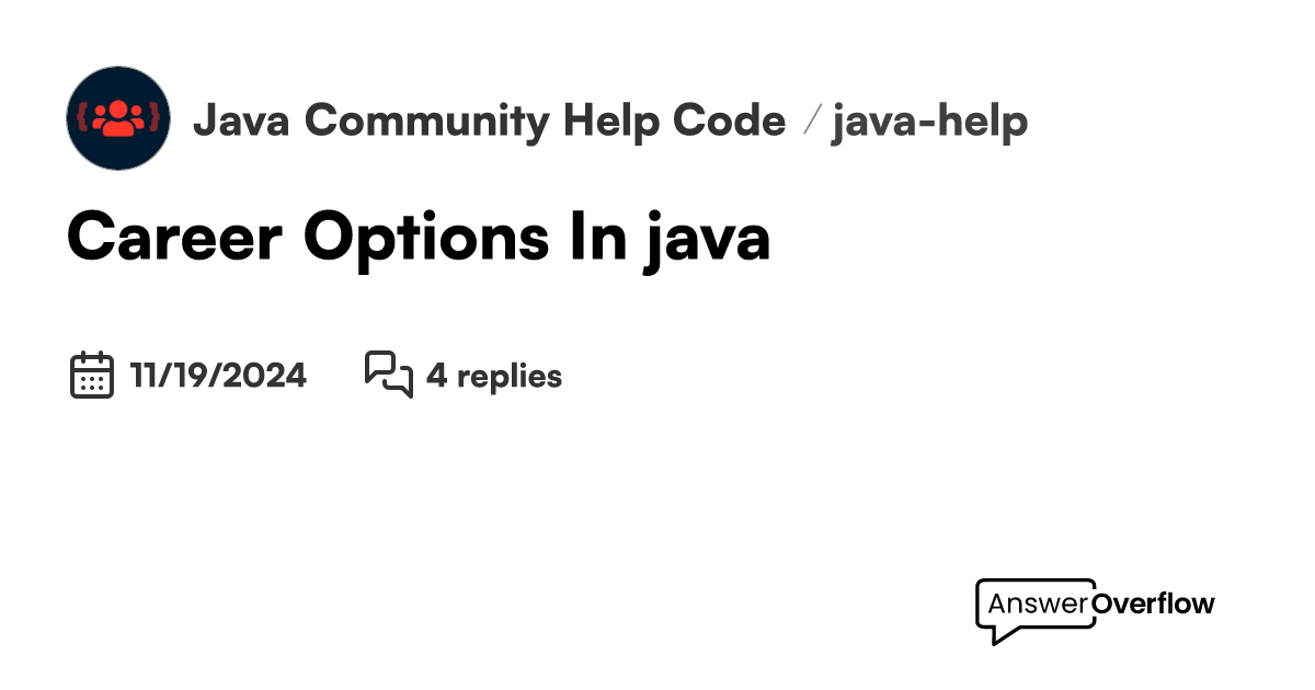 Career Options In java - Java Community | Help. Code. Learn.