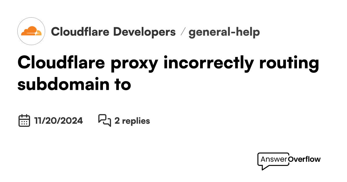 Cloudflare Proxy Incorrectly Routing Subdomain To Cloudflare Developers