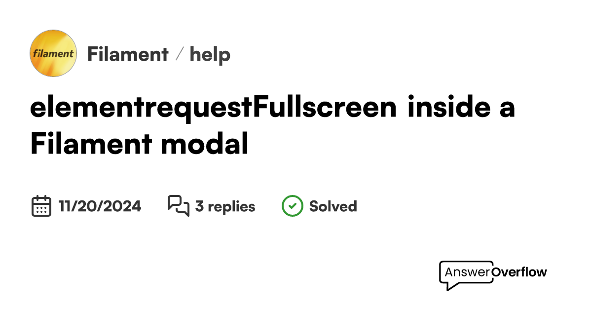 element.requestFullscreen() inside a Filament modal - Filament