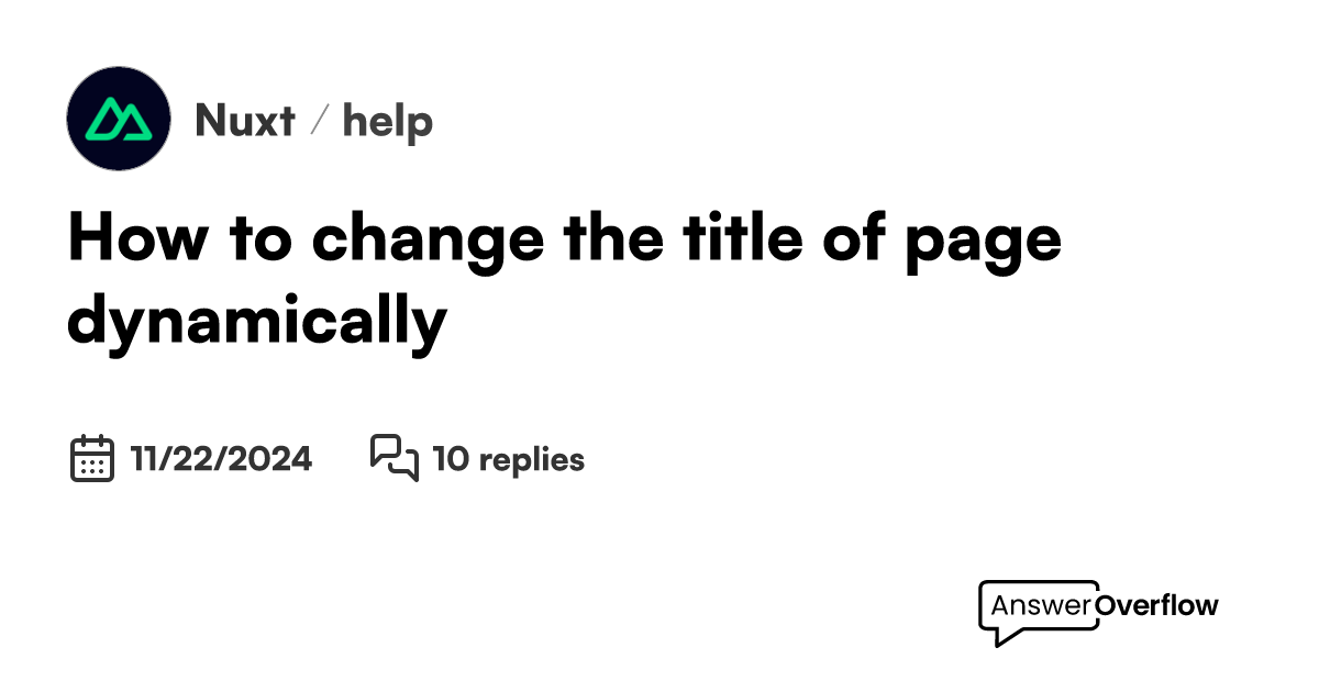 How to change the title of page dynamically - Nuxt