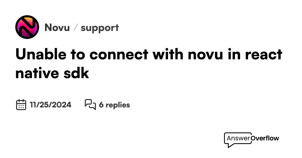 Unable to connect with novu in react native sdk - Novu