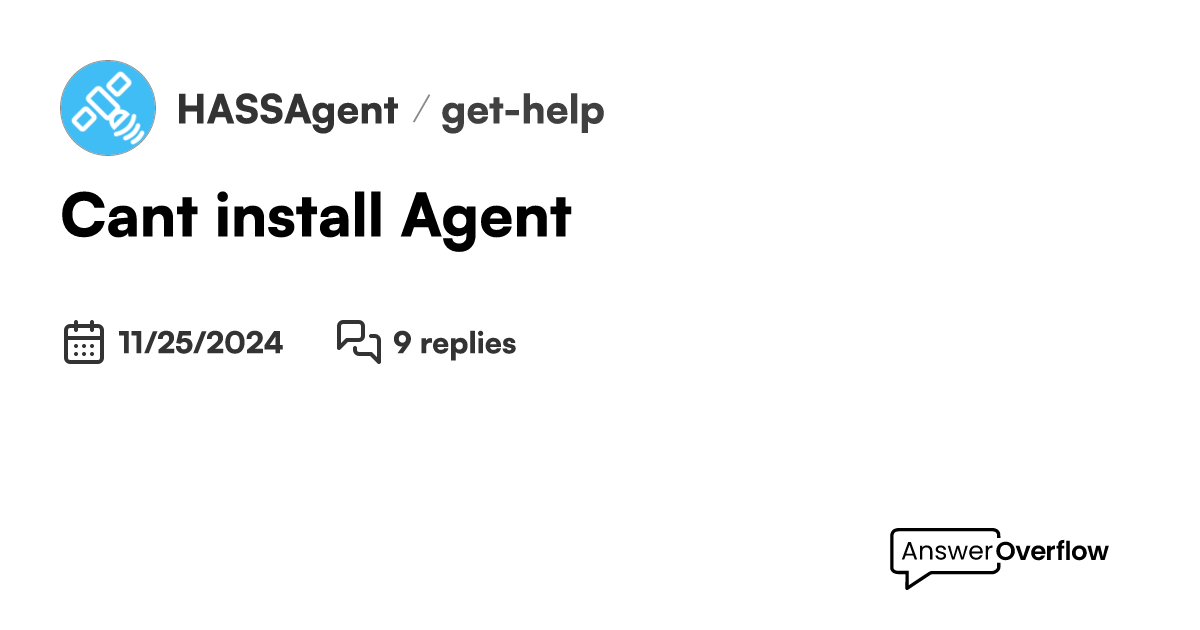 Cant install Agent? - HASS.Agent