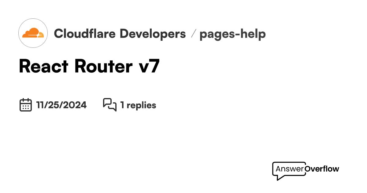 React Router v7 - Cloudflare Developers
