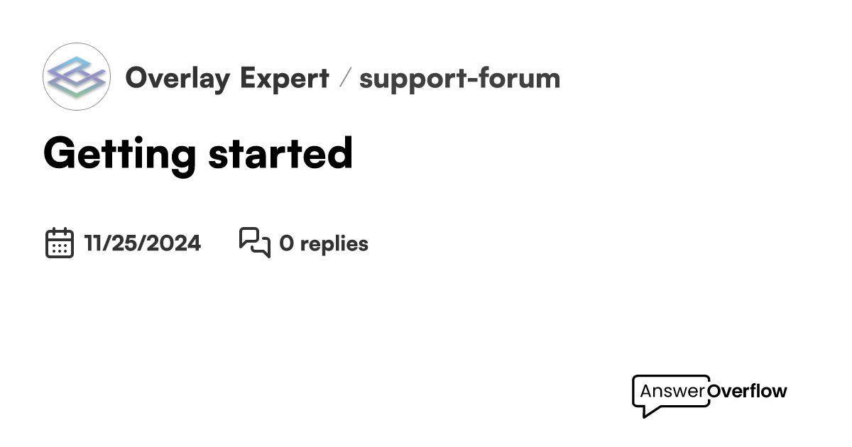 Getting started - Overlay Expert