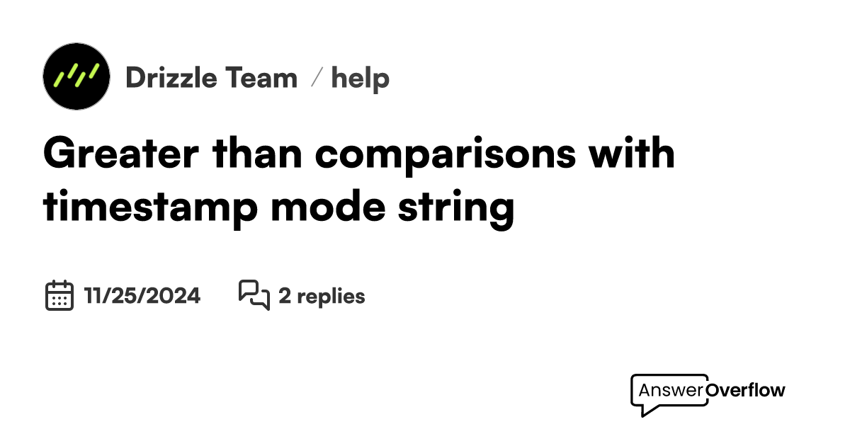 Greater than comparisons with timestamp mode string - Drizzle Team