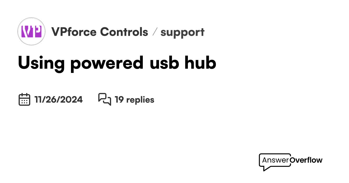Using powered usb hub - VPforce Controls