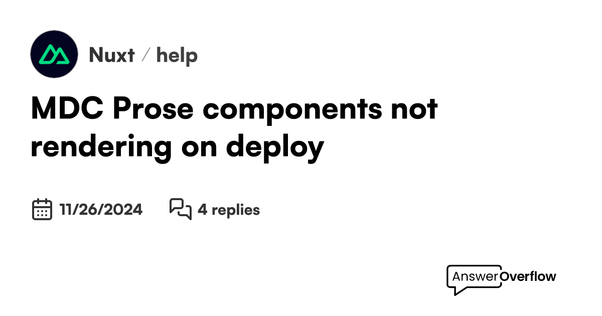 Mdc Prose Components Not Rendering On Deploy Nuxt