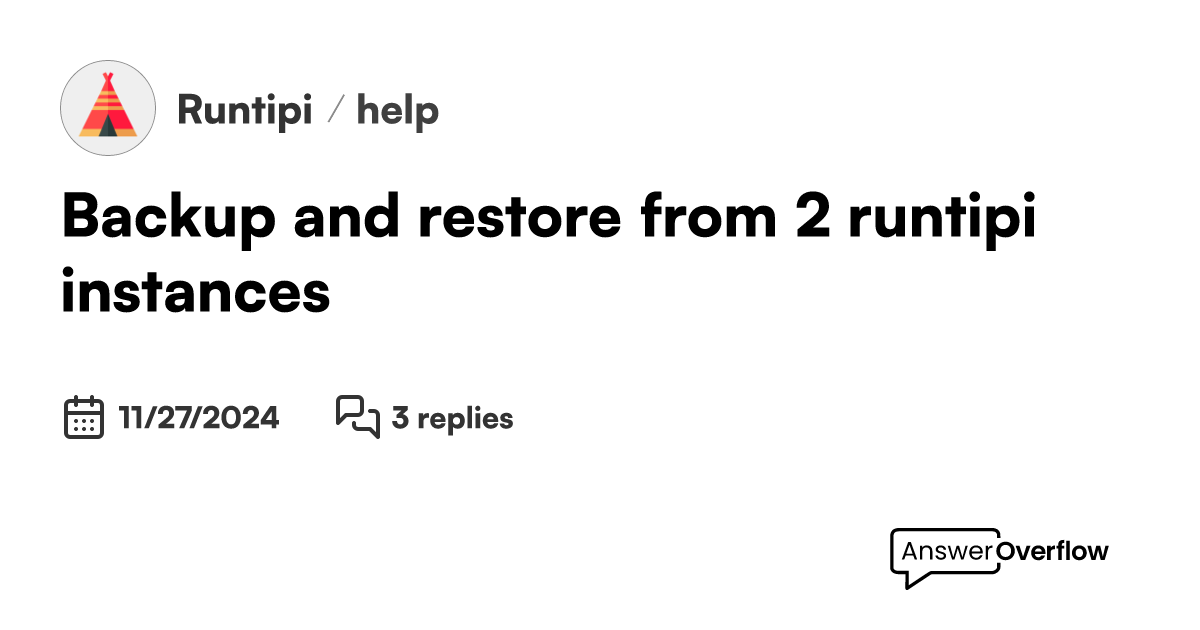 Backup and restore from 2 runtipi instances - Runtipi