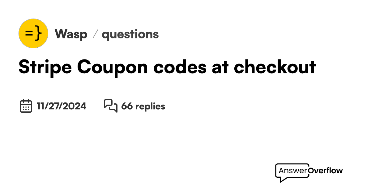 Stripe: Coupon codes at checkout - Wasp