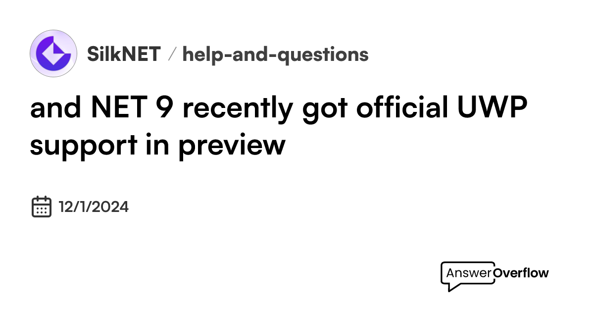 and .NET 9 recently got official UWP support in preview - Silk.NET