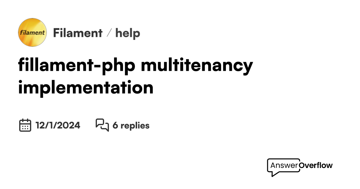 fillament-php multitenancy implementation - Filament