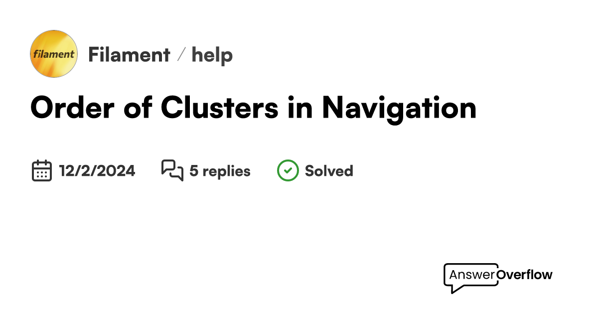 Order of Clusters in Navigation - Filament
