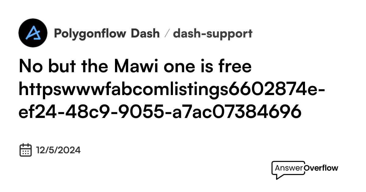 No but the Mawi one is free https://www.fab.com/listings/6602874e-ef24-48c9-9055-a7ac07384696 ...