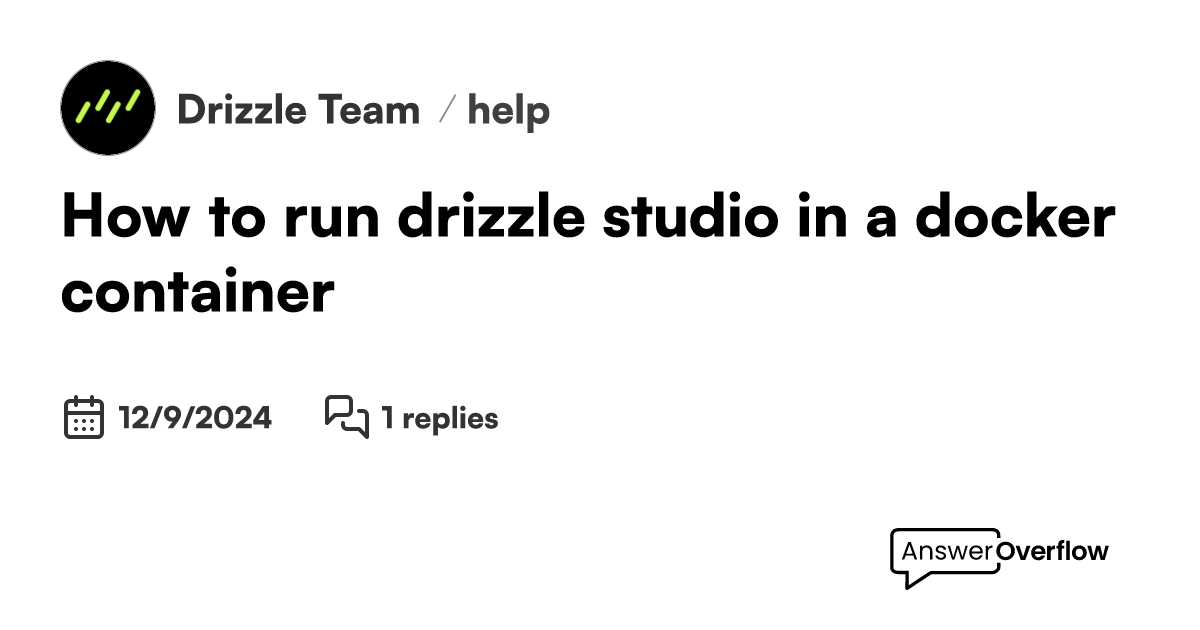 How to run drizzle studio in a docker container? - Drizzle Team