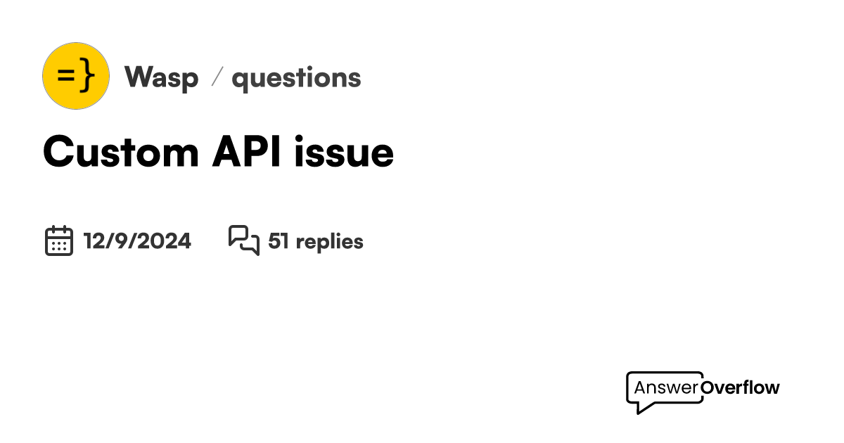 Custom API issue - Wasp