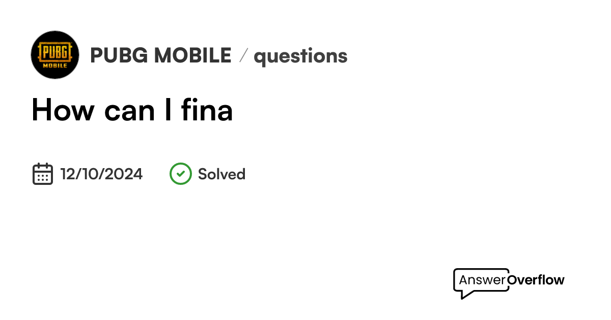 How can I fina - PUBG MOBILE
