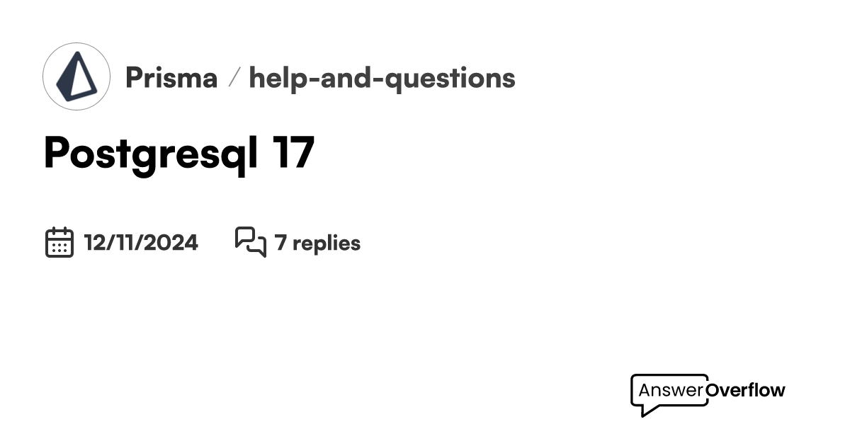 Postgresql 17 - Prisma