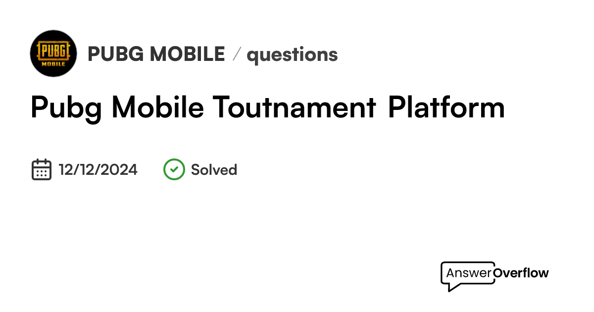 Pubg Mobile Toutnament Platform - PUBG MOBILE