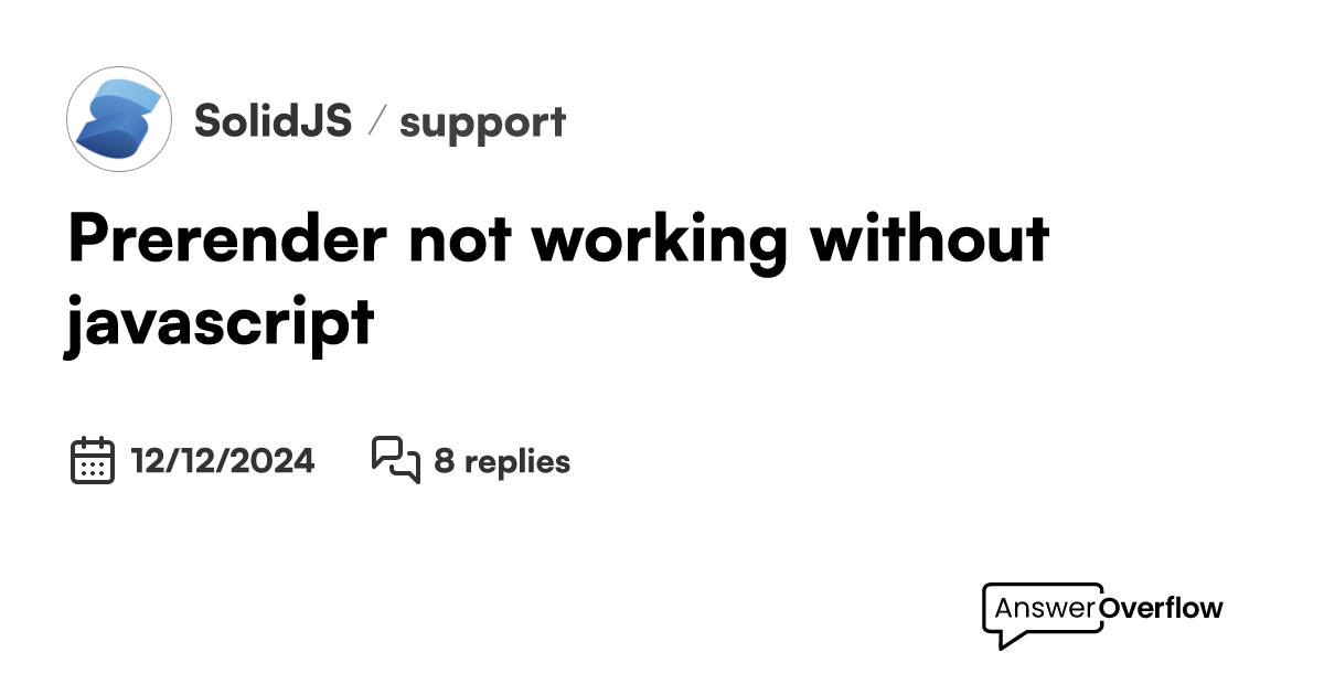 Prerender not working without javascript - SolidJS