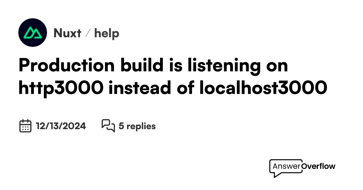 Production build is listening on http://[::]:3000 instead of localhost:3000. - Nuxt