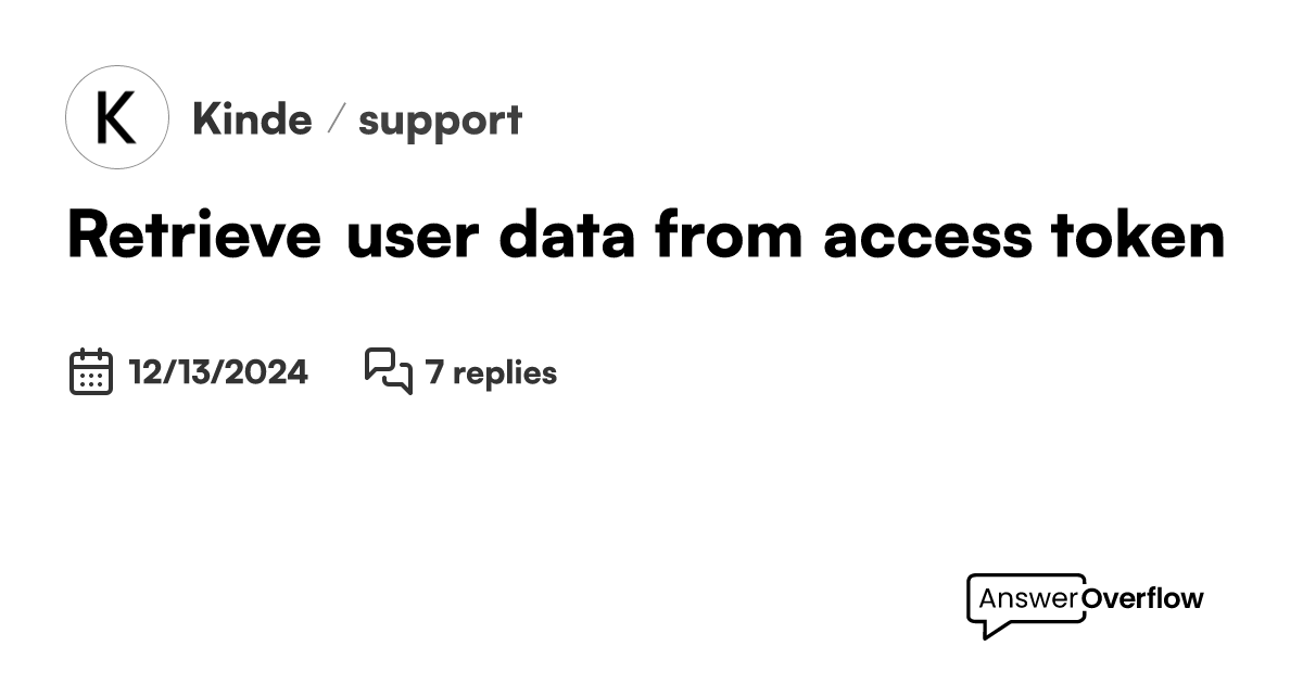 Retrieve user data from access token - Kinde