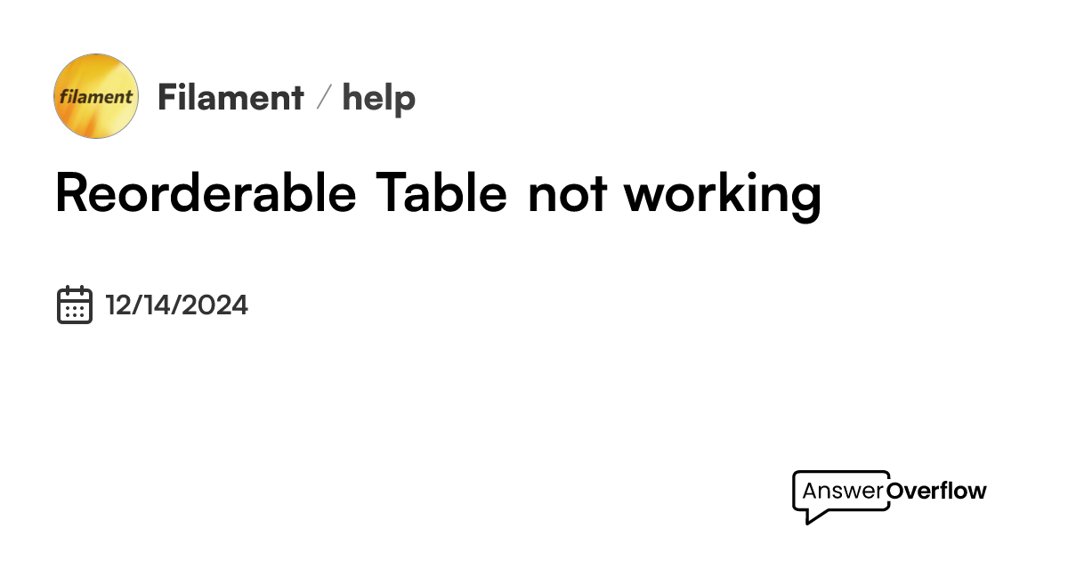 Reorderable Table not working - Filament