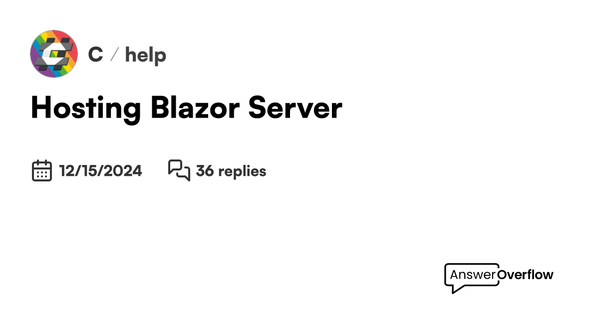 Hosting Blazor Server - C#