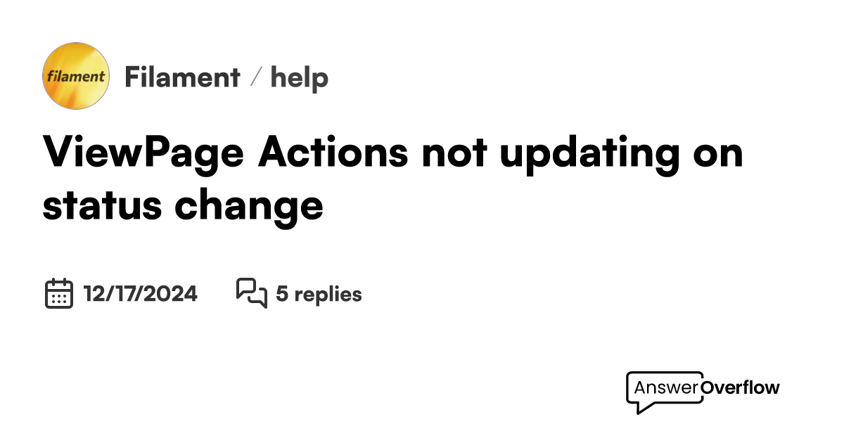 ViewPage Actions not updating on status change - Filament