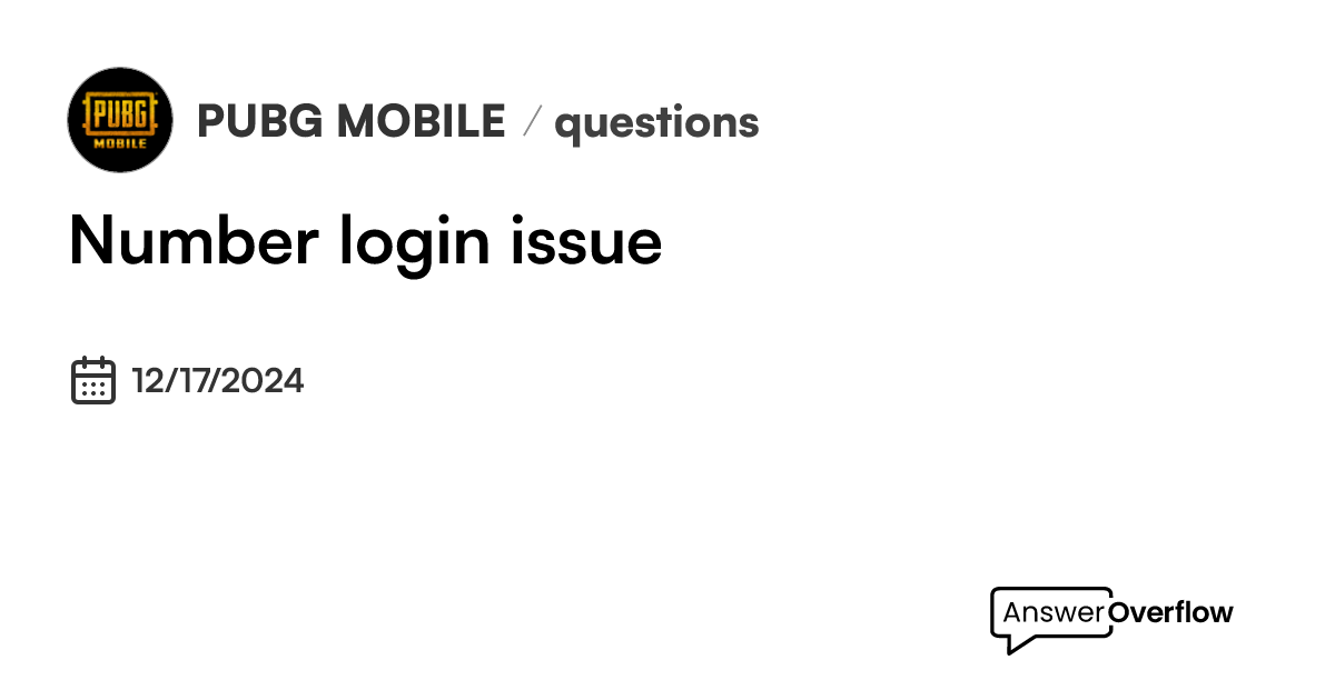 Number login issue - PUBG MOBILE