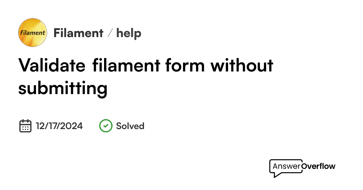 Validate filament form without submitting - Filament