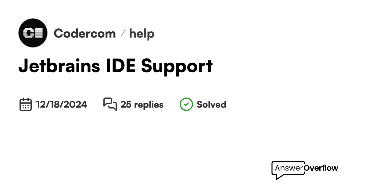 Jetbrains IDE Support - Coder.com