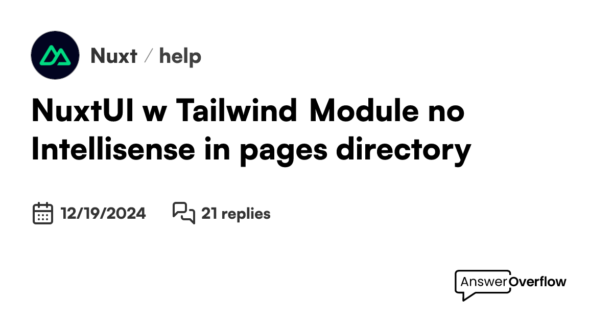 NuxtUI w/ Tailwind Module no Intellisense in pages/ directory? - Nuxt