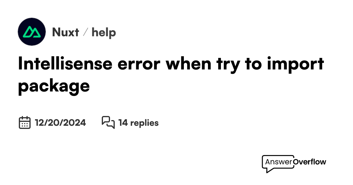 Intellisense error when try to import package - Nuxt