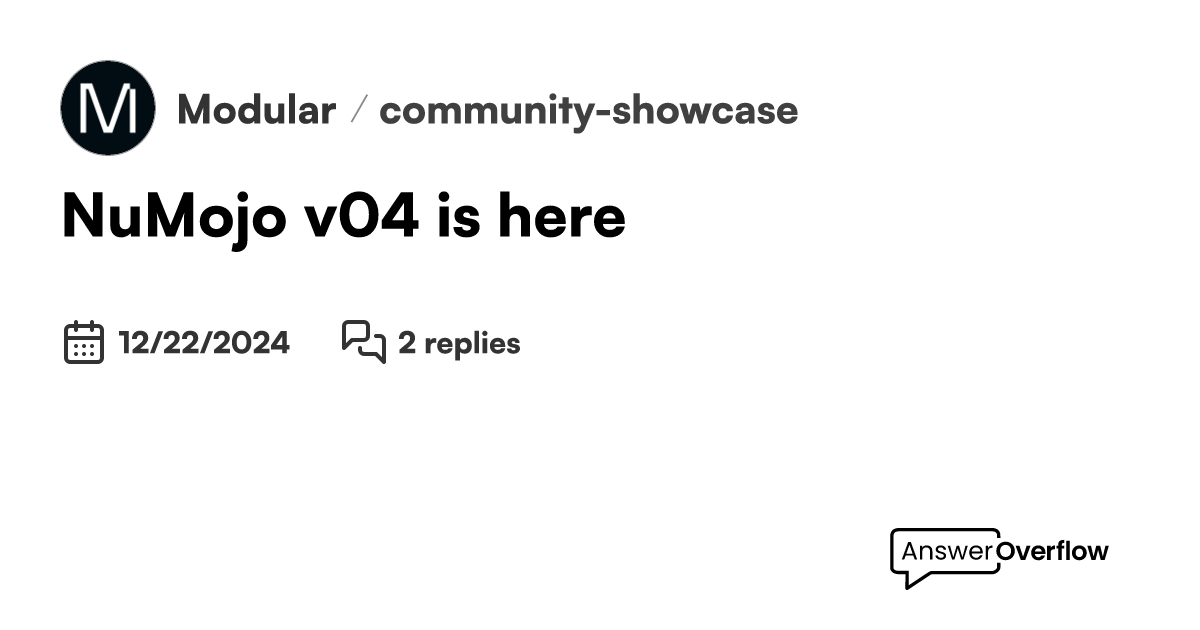 NuMojo v0.4 is here! 🔥 - Modular