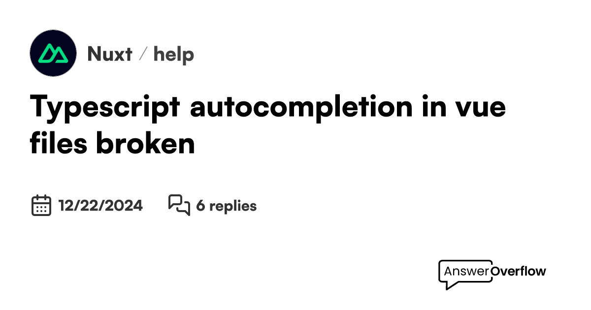 Typescript autocompletion in ".vue" files "broken" - Nuxt