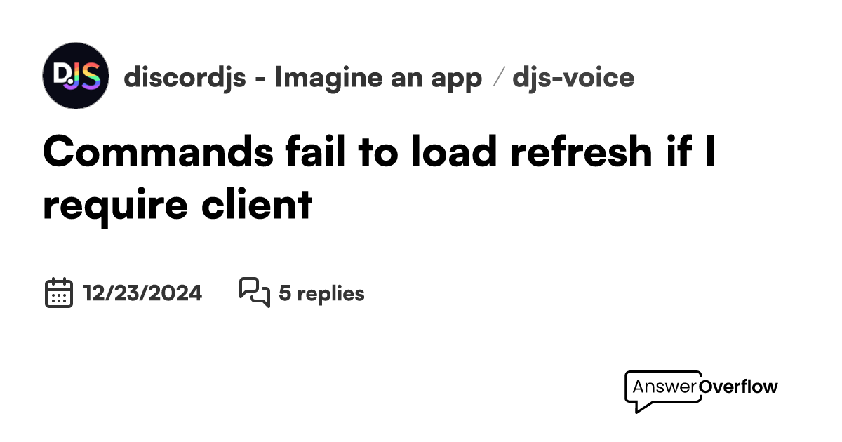 Commands fail to load / refresh if I require client - discord.js - Imagine an app