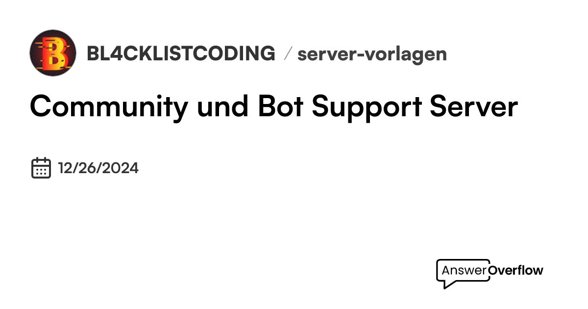 Community und Bot Support Server - BL4CKLIST・CODING