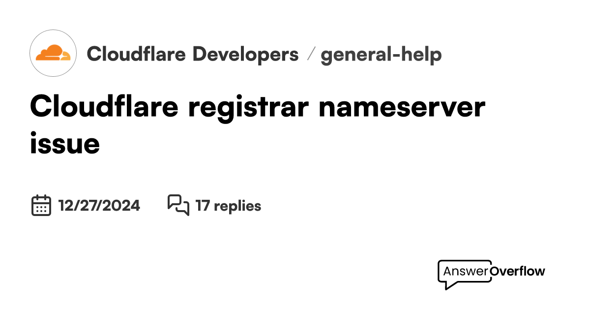 Cloudflare registrar nameserver issue - Cloudflare Developers