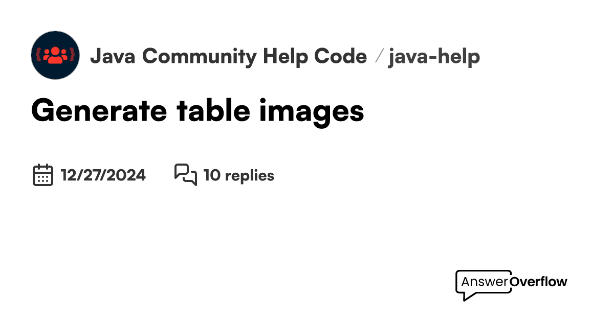 Generate table images - Java Community | Help. Code. Learn.