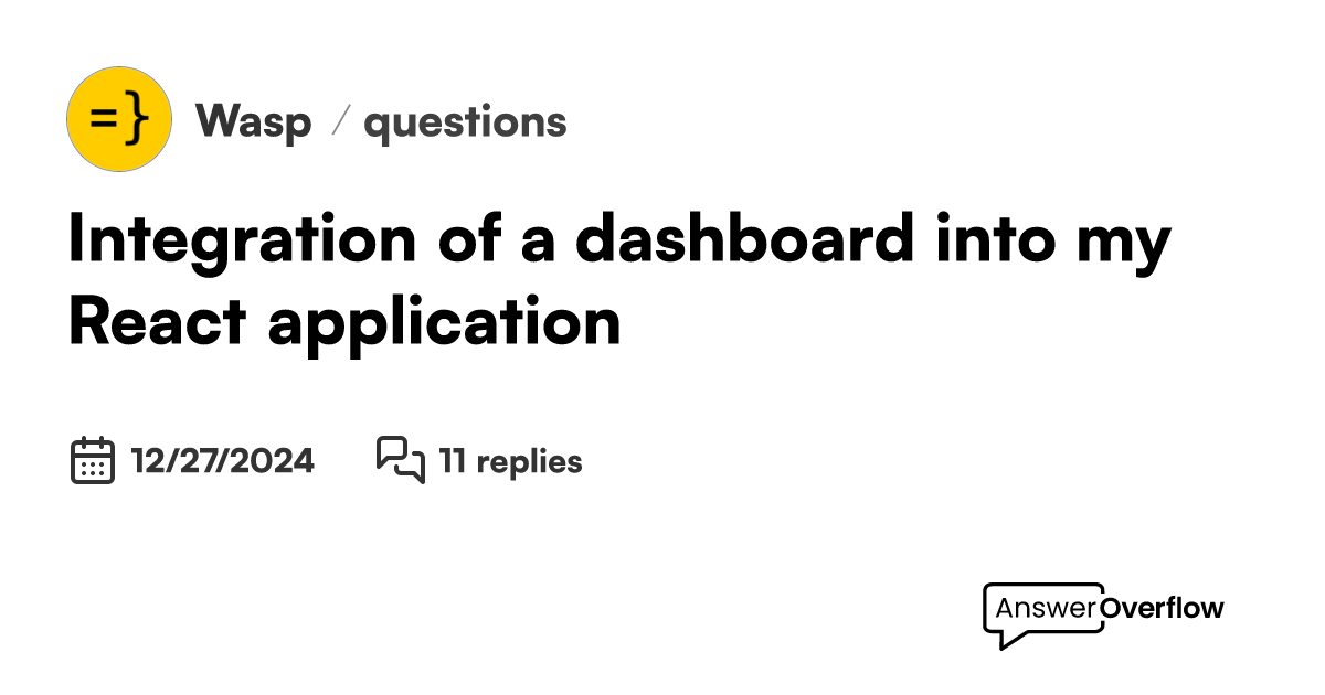 Integration of a dashboard into my React application - Wasp