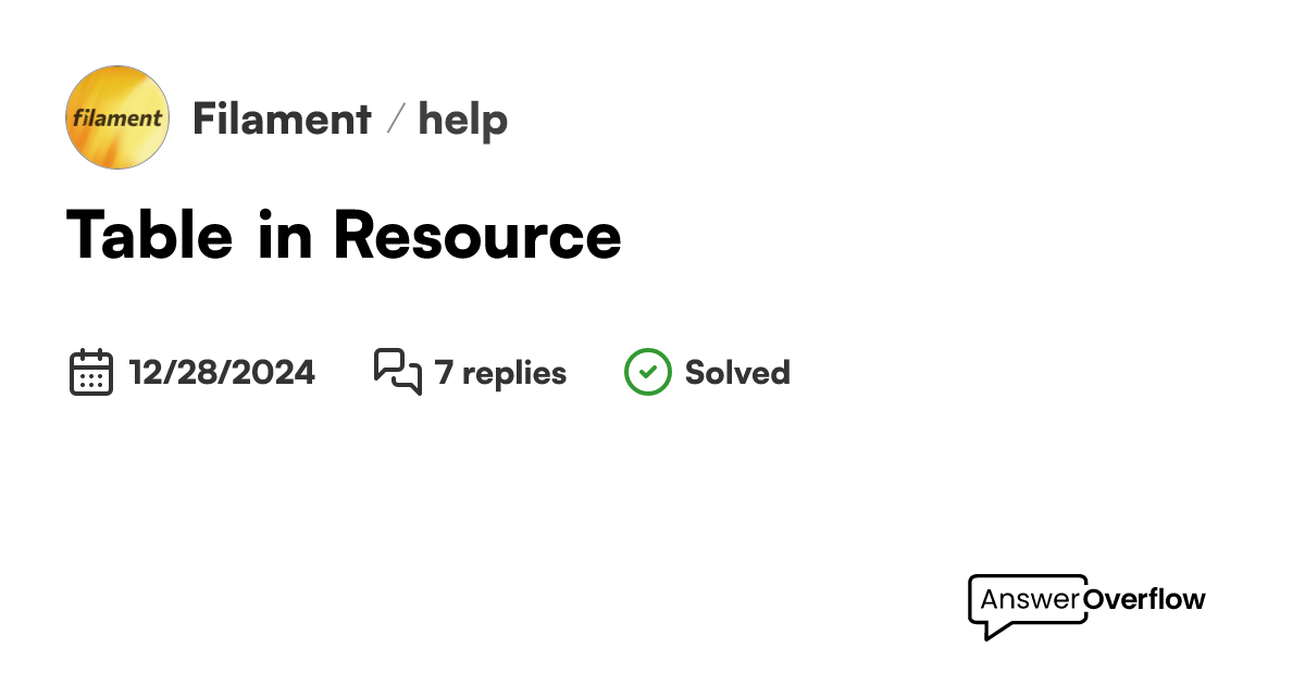 Table in Resource - Filament