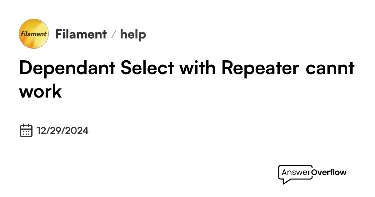 Dependant Select with Repeater cann't work - Filament