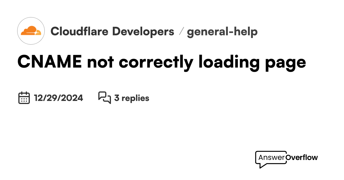 CNAME not correctly loading page - Cloudflare Developers