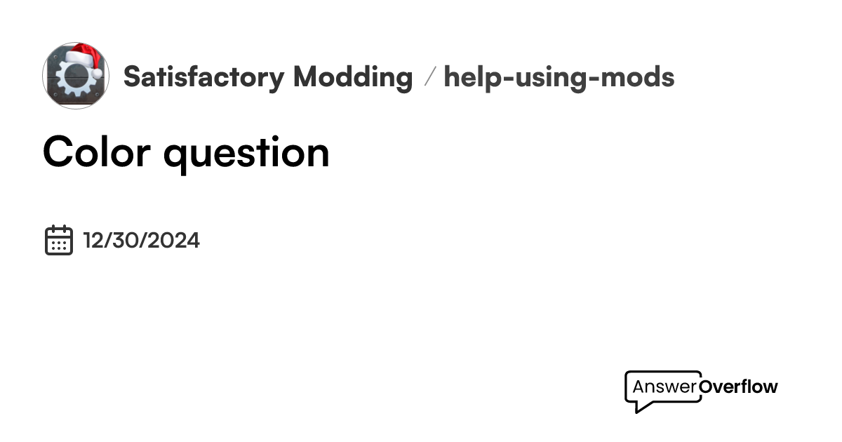 Color question - Satisfactory Modding