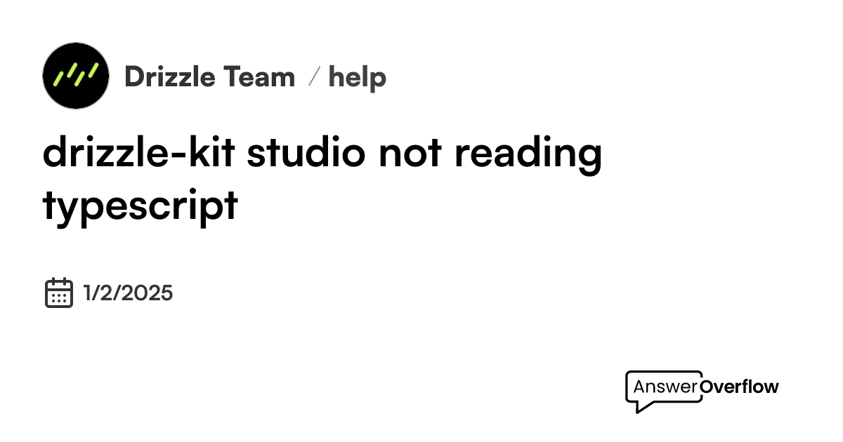 drizzle-kit studio not reading typescript - Drizzle Team