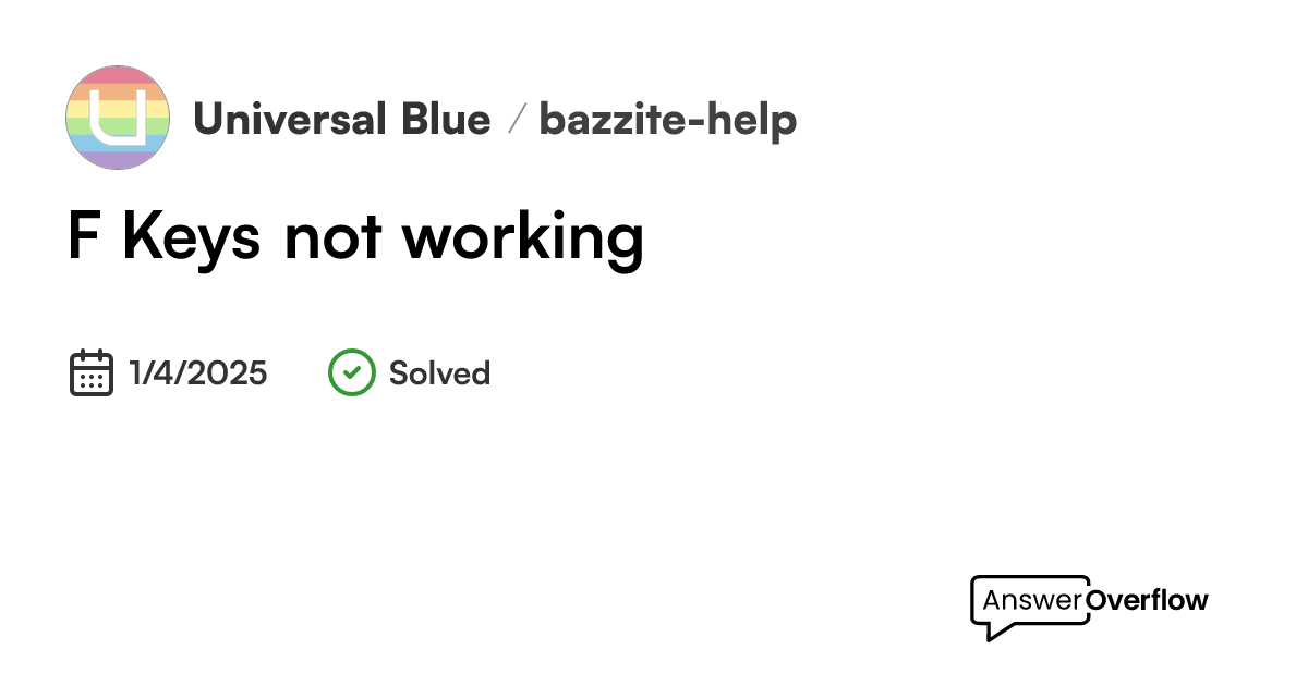 F Keys not working - Universal Blue