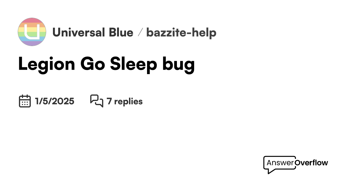 Legion Go Sleep bug - Universal Blue